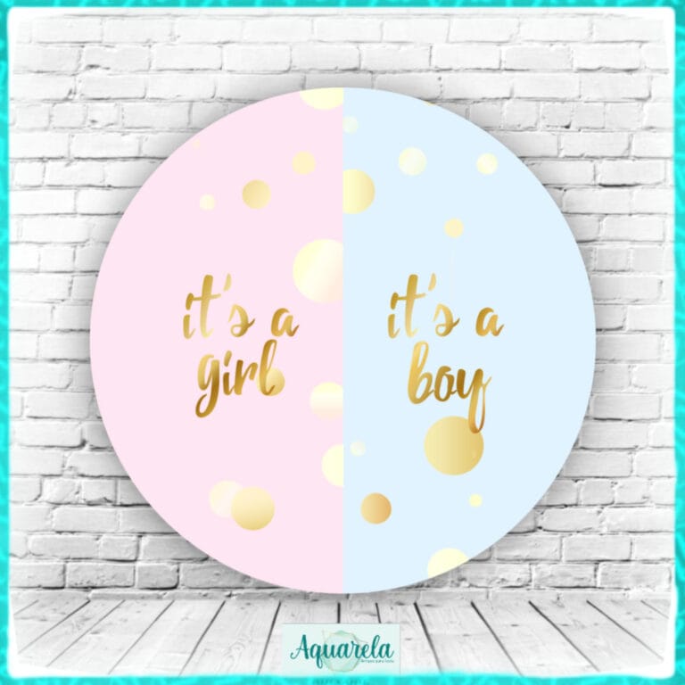 Painel Chá de Revelação Boy Girl 120 cm diametro - Aquarela