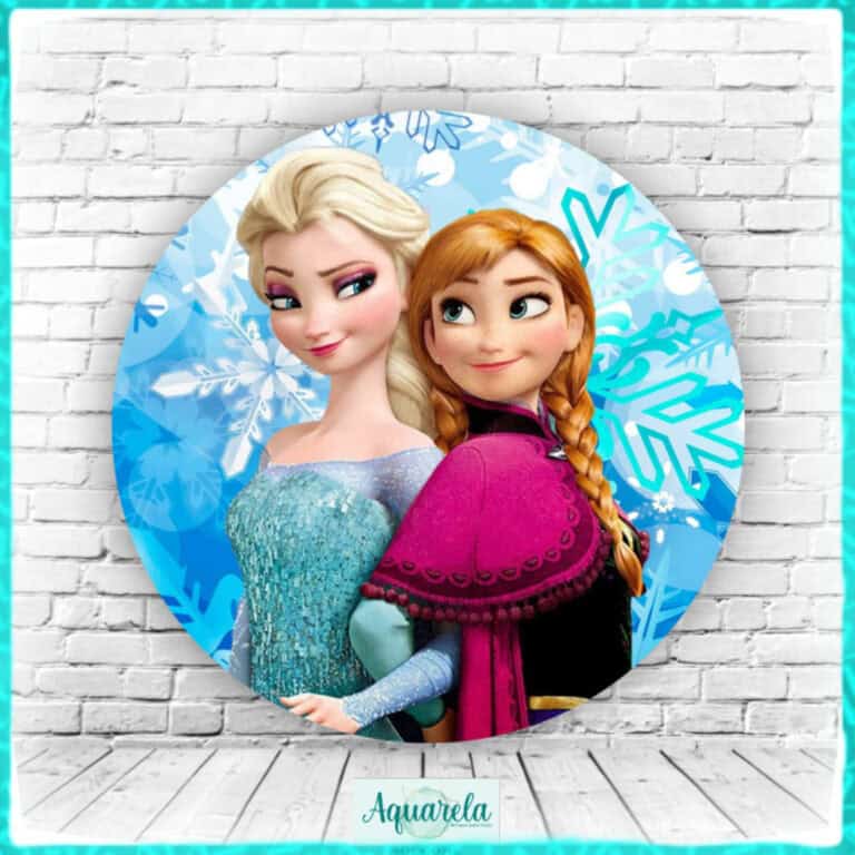 Painel Frozen 2 Ana e Elsa 120 cm diametro - Aquarela