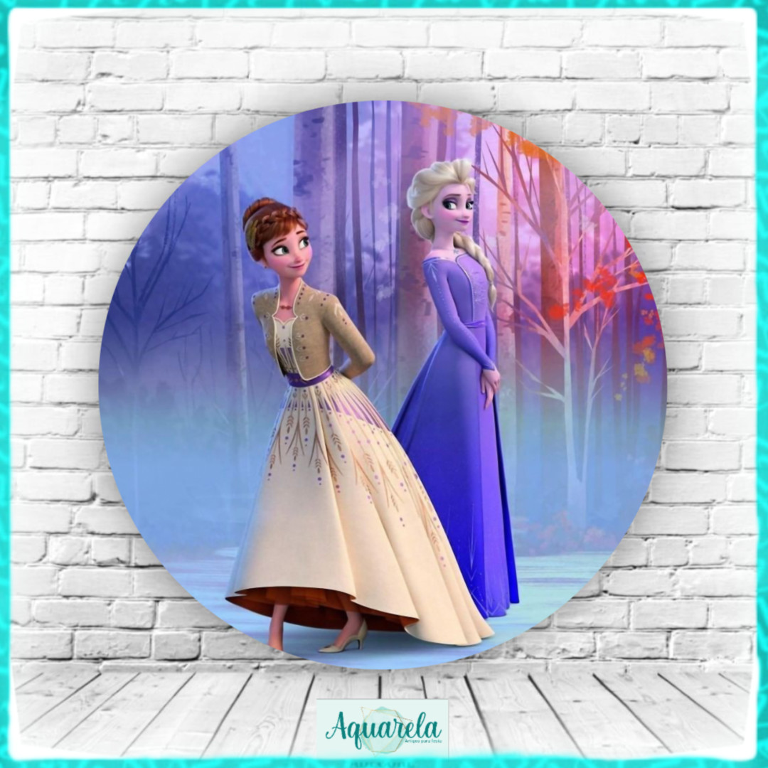 Painel Frozen Ana e Elsa 120 cm diametro - Aquarela